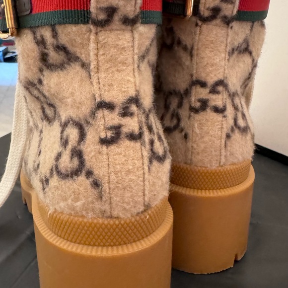 Gucci | Shoes | Gucci Combat Lace Up Monogram Boots | Poshmark